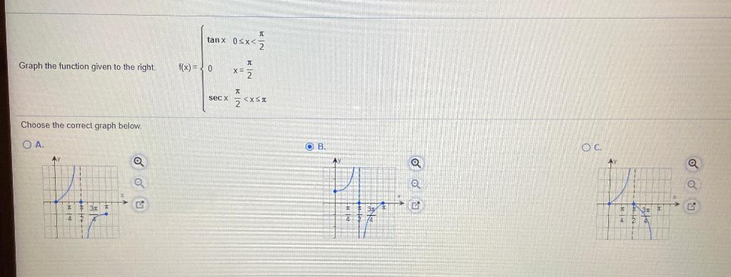 Solved tanx 0SX2 Graph the function given to the right. f(x) | Chegg.com
