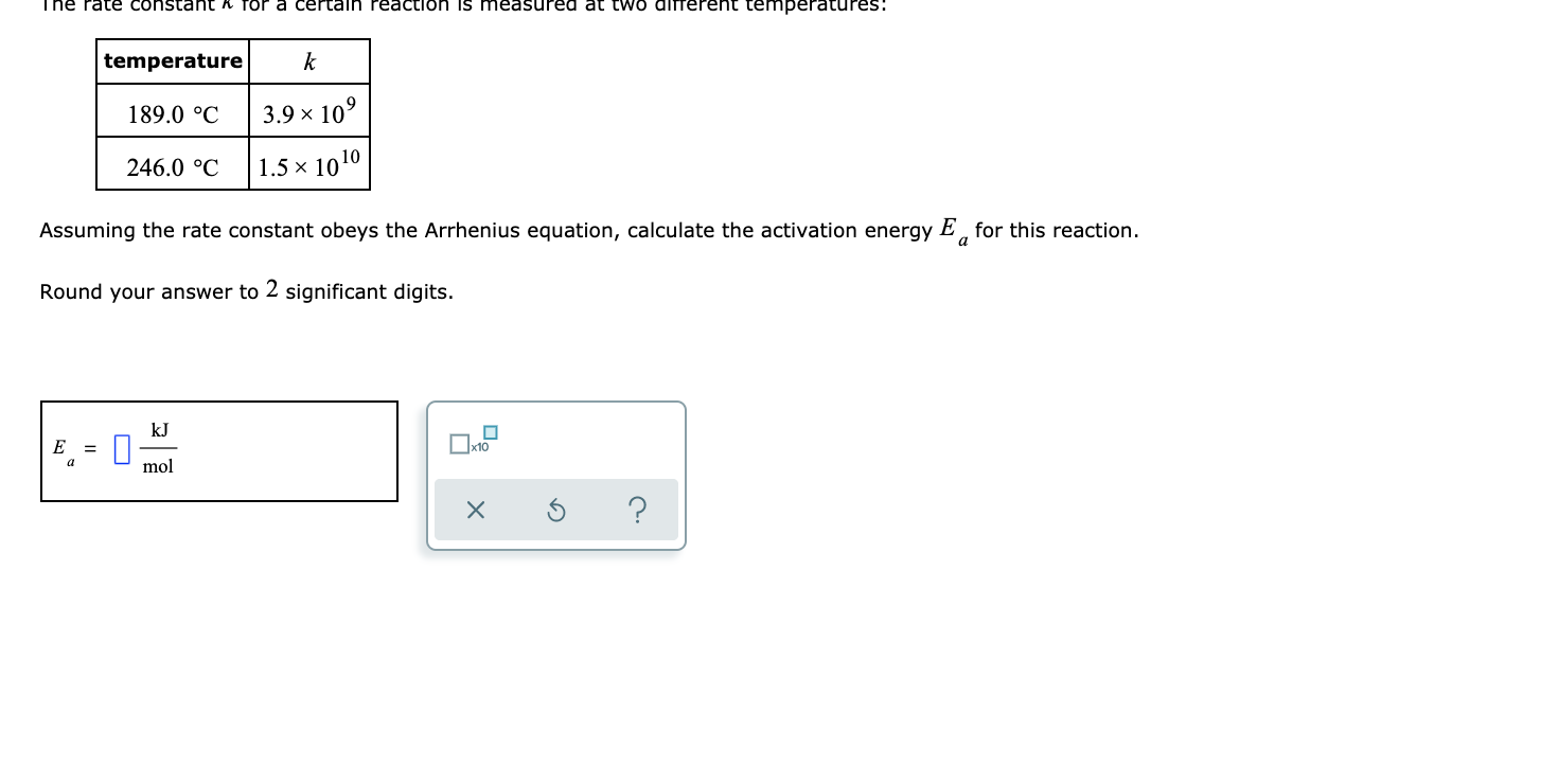 Solved The rate constant k for a certain reaction is | Chegg.com