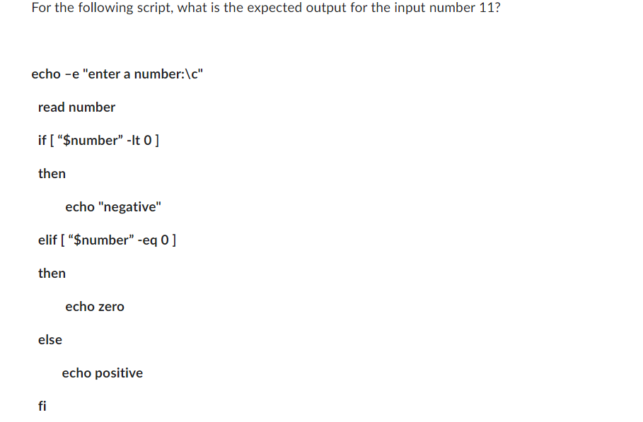 Solved For the following script, what is the expected output | Chegg.com