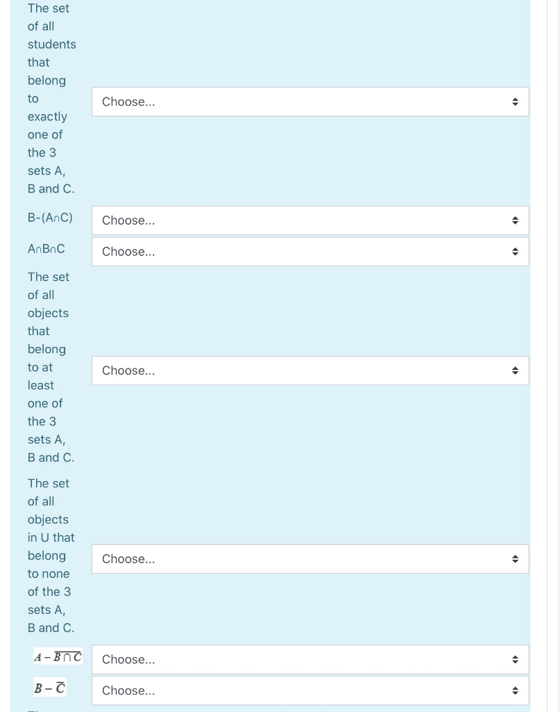 Solved In the following Venn diagram U = set of all SFU | Chegg.com