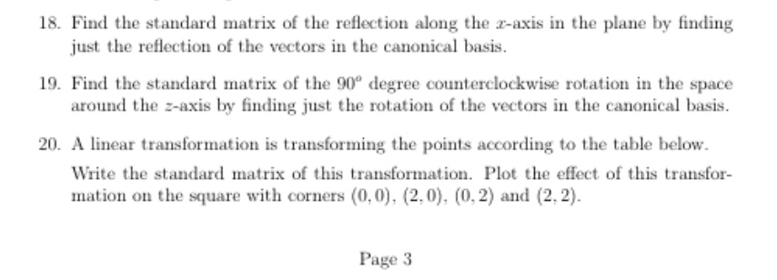 Solved Find the standard matrix of the reflection along the | Chegg.com