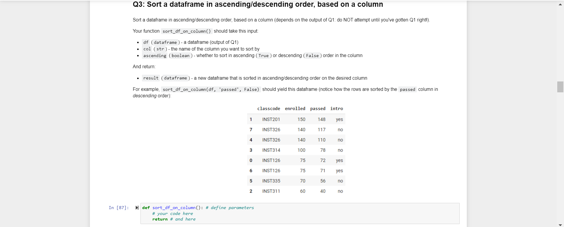 Q1a: Create a dataframe from a list of dictionaries | Chegg.com