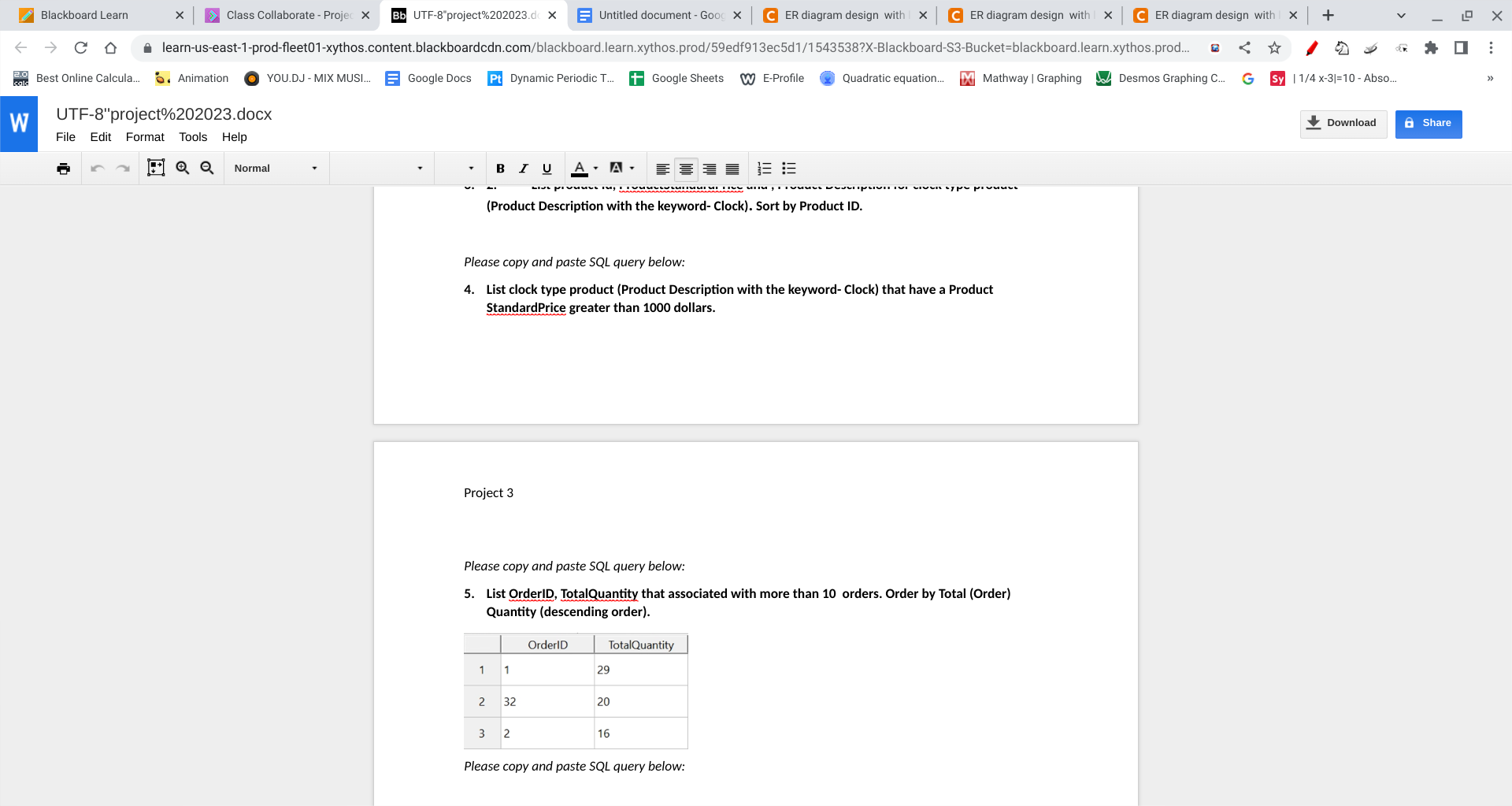 Solved Part2: Write the five SQL queries from the database | Chegg.com