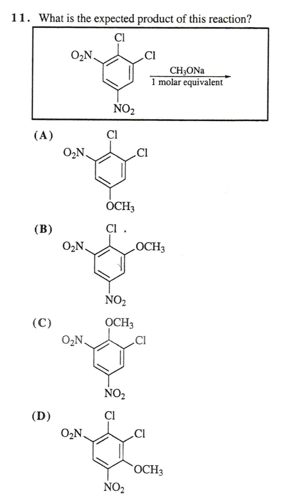 Solved 11. What is the expected product of this reaction? Cl | Chegg.com