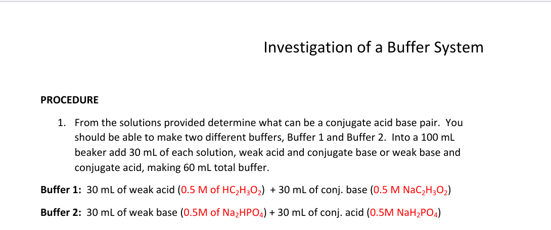 Solved Investigation of a Buffer System BACKGROUND In this | Chegg.com