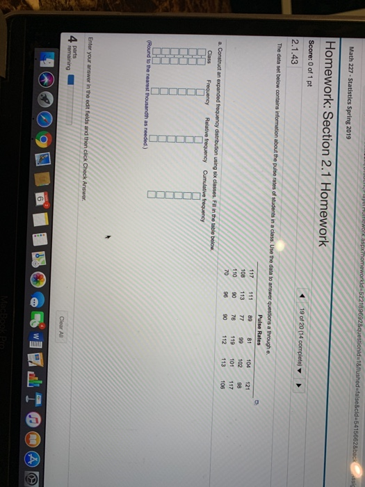 Solved 54156628ba Math 227-Statistics Spring 2019 Homework: | Chegg.com