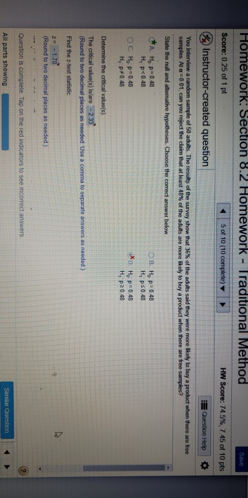 Solved Save Homework Section 8 2 Homework Traditional