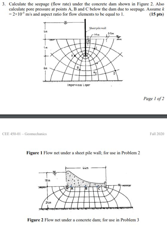 Solved 3. Calculate the seepage (flow rate) under the | Chegg.com