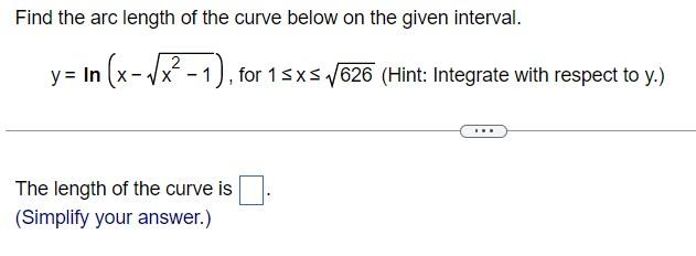 Solved Find the arc length of the curve below on the given | Chegg.com