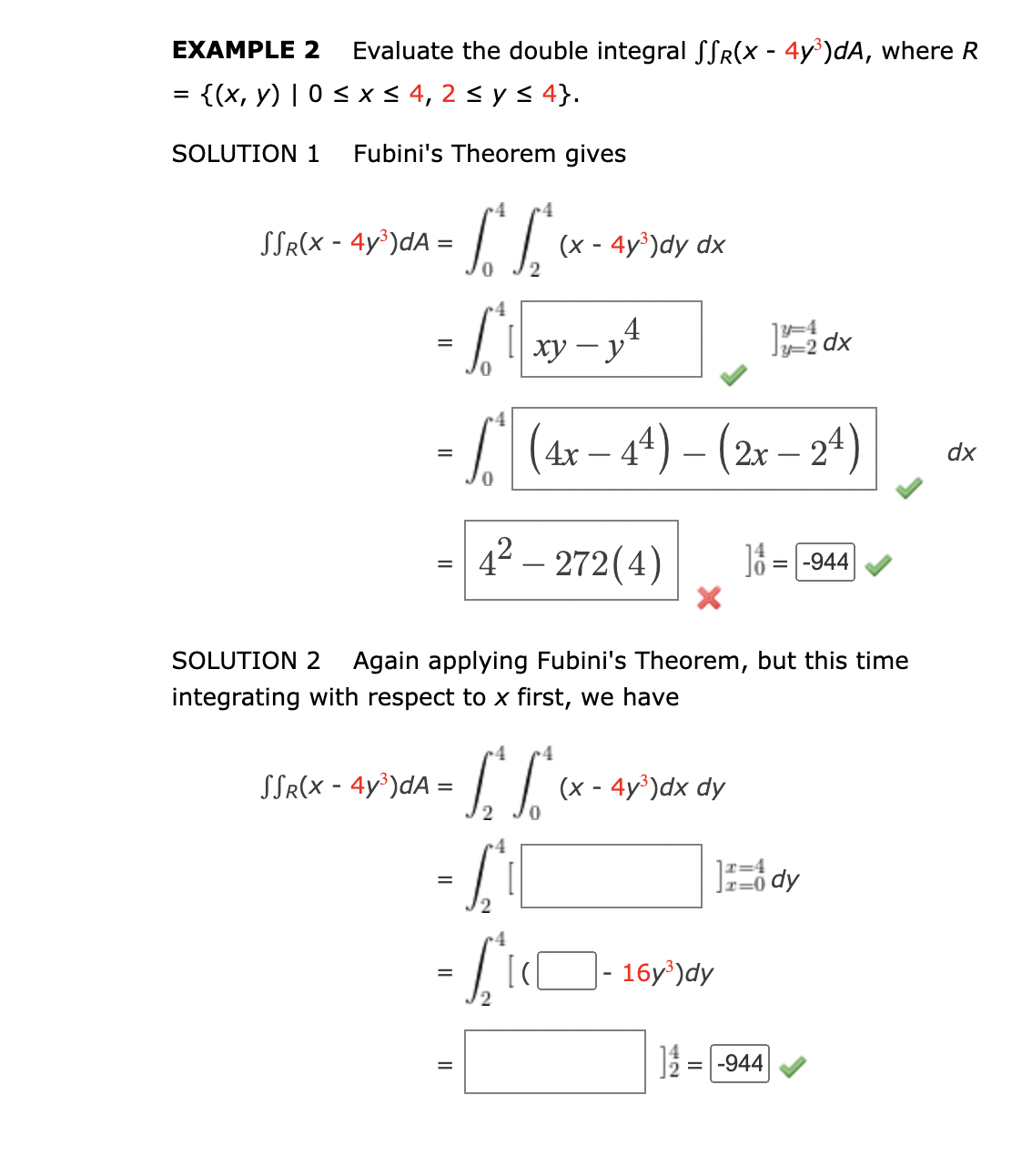 Solved EXAMPLE 2 ﻿Evaluate the double integral ∬R(x-4y3)dA, | Chegg.com
