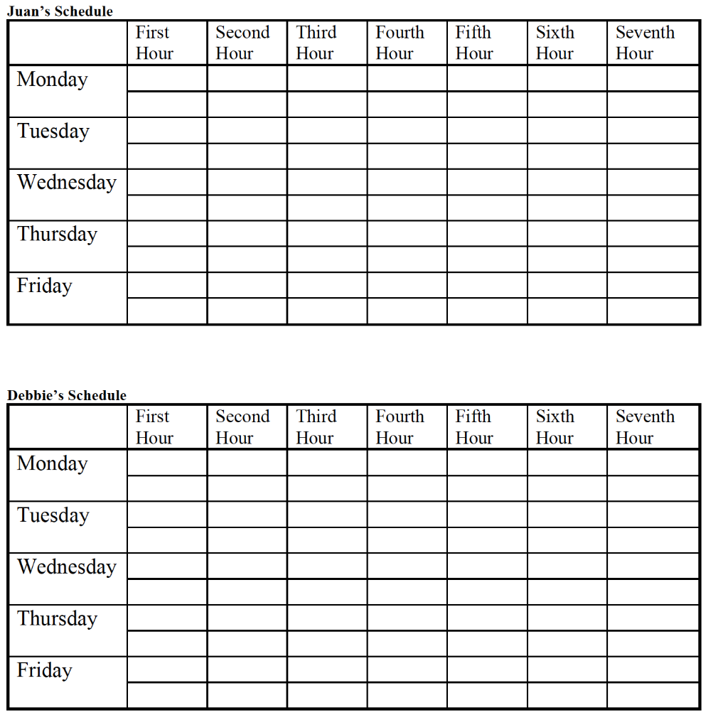 How to assemble and enter your schedule... The weekly | Chegg.com