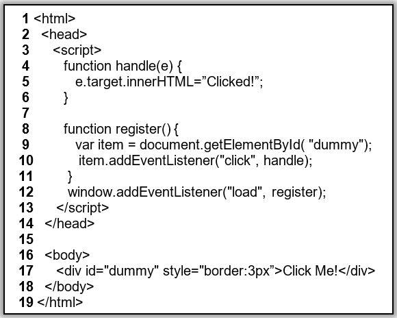 Solved What does the addEventListener function on line | Chegg.com