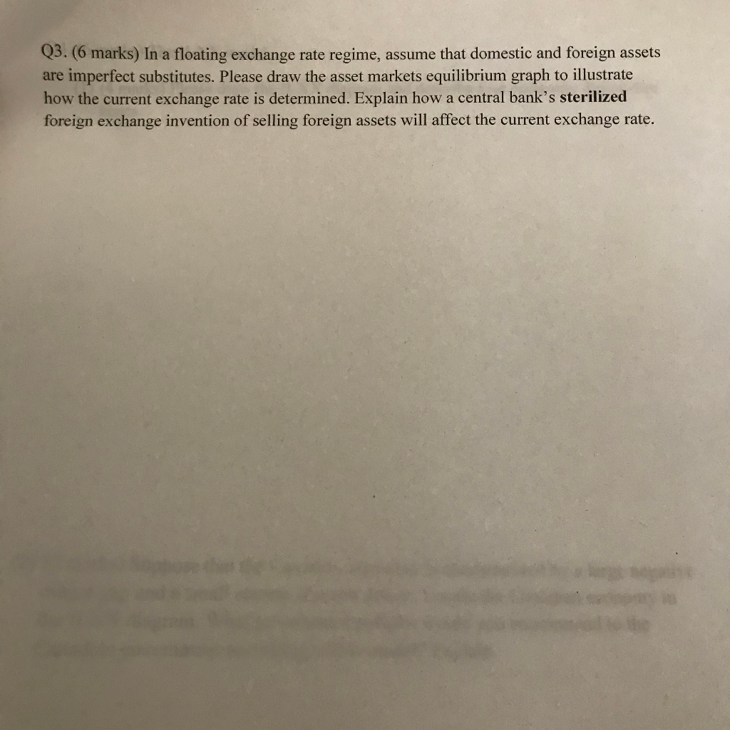 Solved Q3. (6 marks) In a floating exchange rate regime, | Chegg.com
