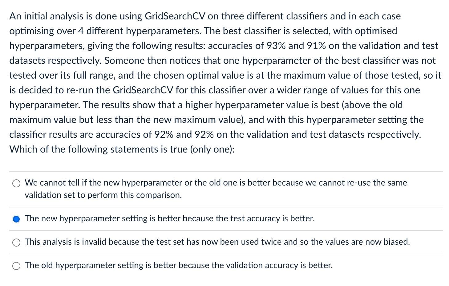 Solved An initial analysis is done using GridSearchCV on | Chegg.com