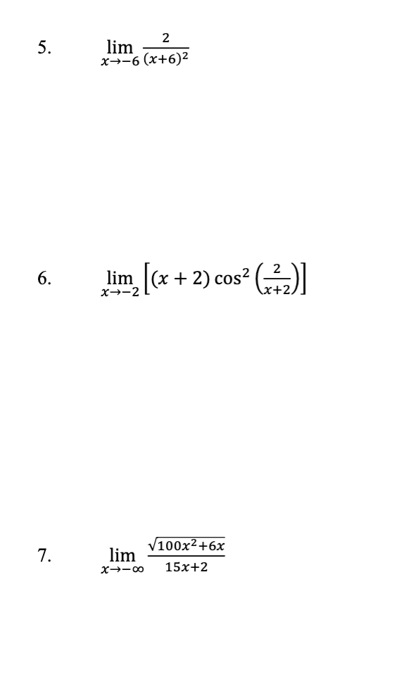 Solved Evaluate the following limits algebraically or using | Chegg.com