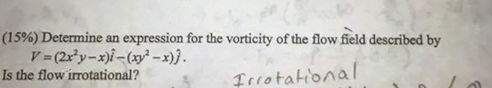 Solved (15%) Determine an expression for the vorticity of | Chegg.com