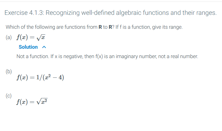 Exercise 4.1.3: Recognizing well-defined algebraic | Chegg.com