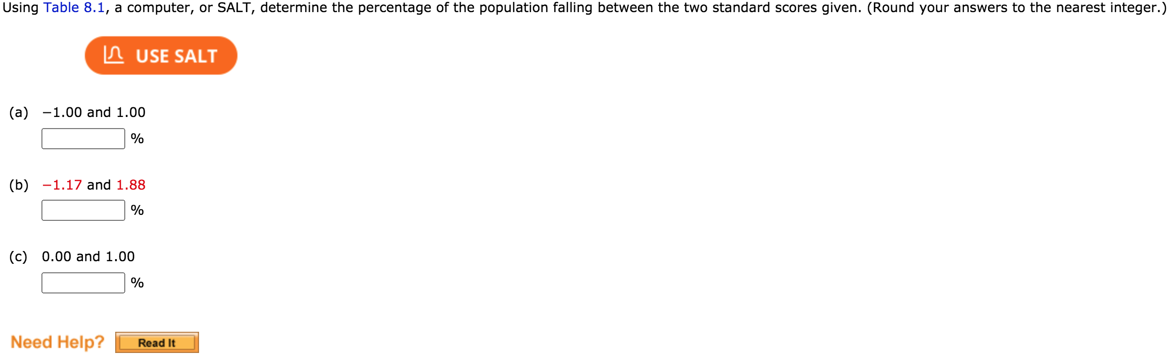 Solved Using Table 8.1, a computer, or SALT, determine the | Chegg.com