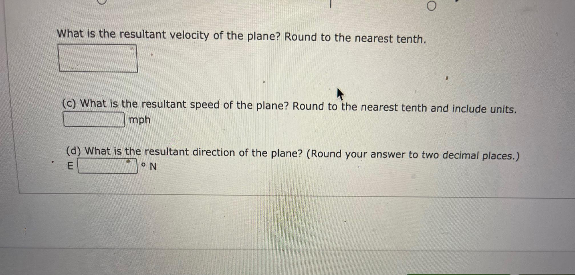 O What is the resultant velocity of the plane? Round | Chegg.com