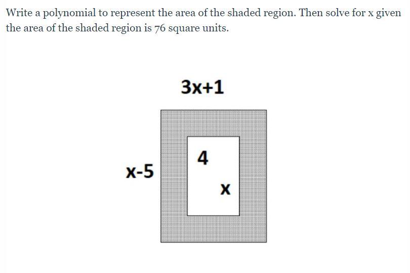 Solved Write a polynomial to represent the area of the | Chegg.com