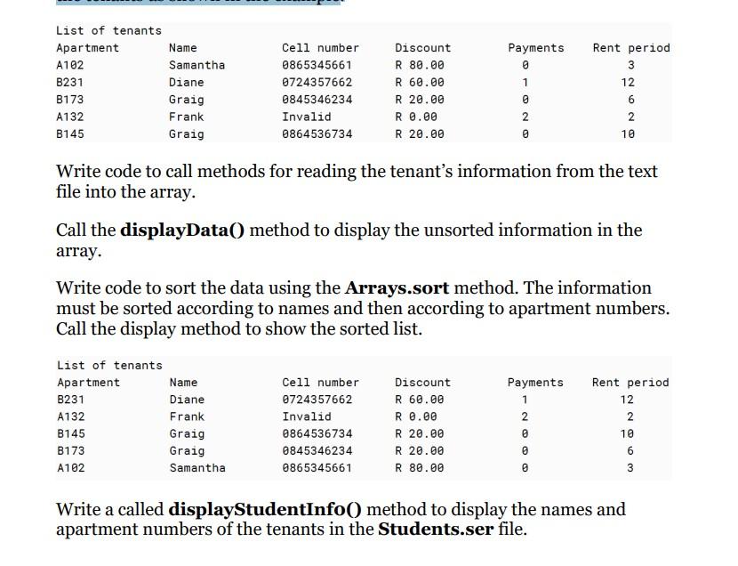 Solved Write a Java program to process information to | Chegg.com