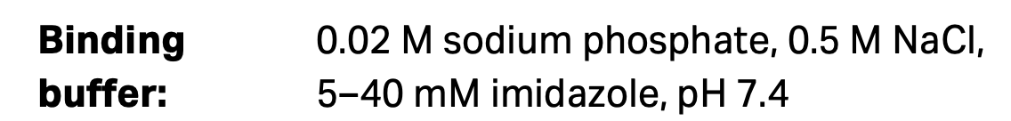 Solved Binding buffer: 0.02M sodium phosphate, 0.5MNaCl, | Chegg.com