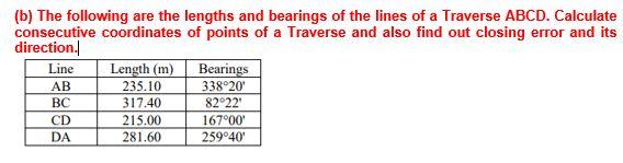 Solved (b) The following are the lengths and bearings of the | Chegg.com