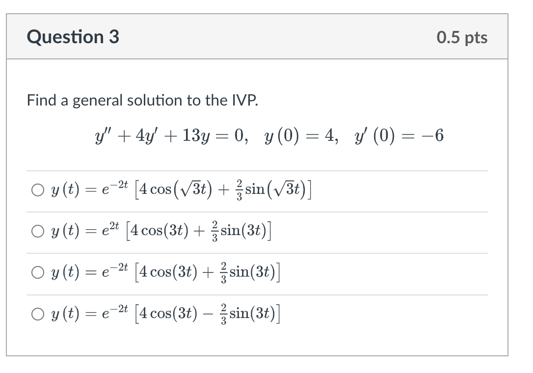 Solved Find a general solution to the IVP. | Chegg.com