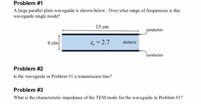 Problem #1 A large parallel plate waveguide is shown | Chegg.com