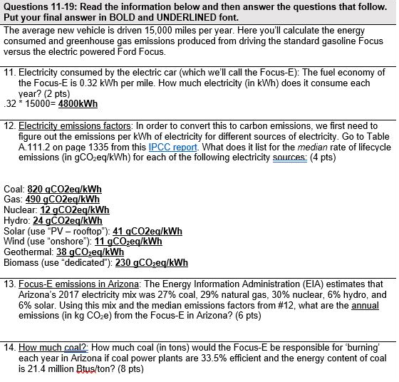 Solved Questions 11-19: Read the information below and then | Chegg.com