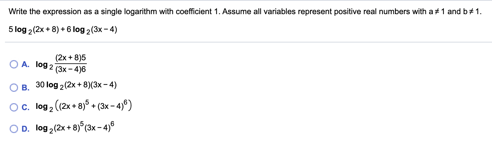 Solved Write the expression as a single logarithm with | Chegg.com