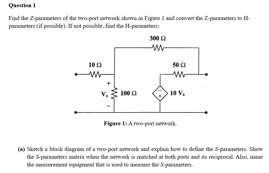 Solved Question 1Find the Z-parameters of the two-port | Chegg.com