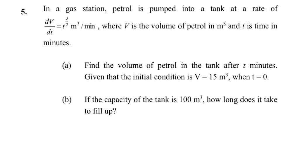 Solved In a gas station, petrol is pumped into a tank at a | Chegg.com