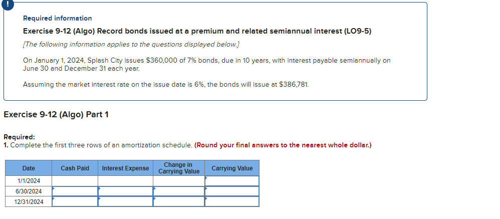 Solved Required information Exercise 9-12 (Algo) Record | Chegg.com