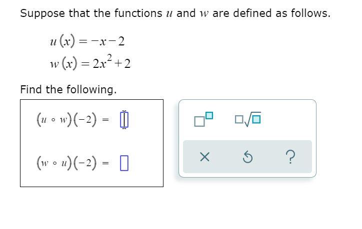 Solved Suppose that the functions u and w are defined as | Chegg.com