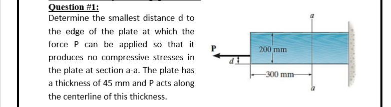 Solved Question #1: Determine the smallest distance d to the | Chegg.com