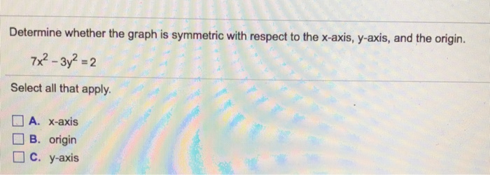 Solved Determine Whether The Graph Is Symmetric With Respect