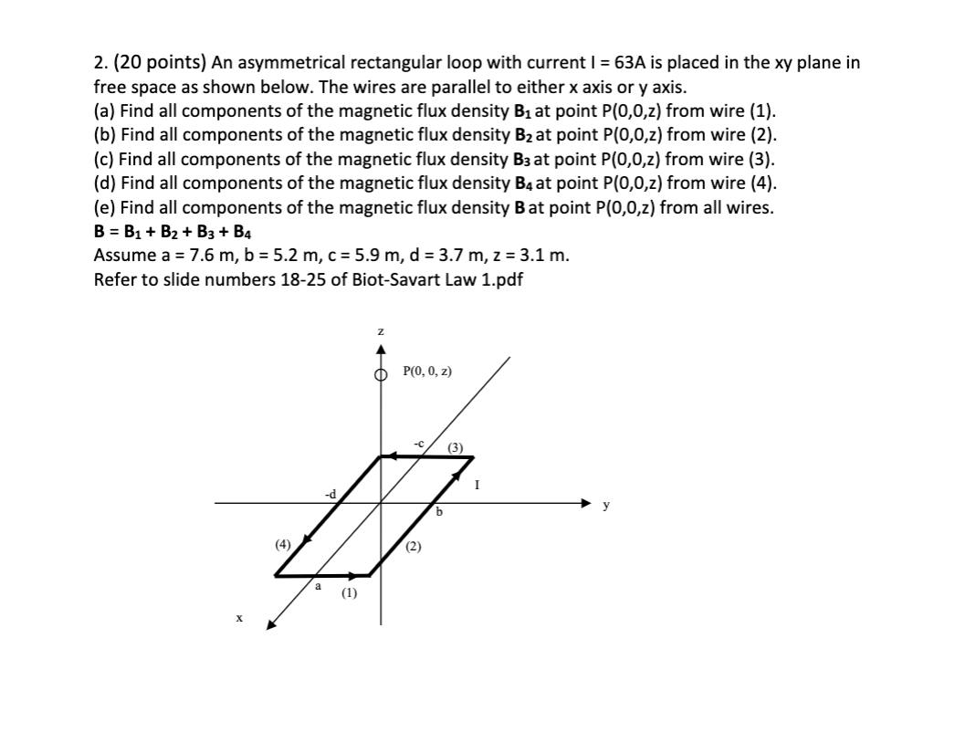 Solved (20 ﻿points) ﻿An asymmetrical rectangular loop with | Chegg.com