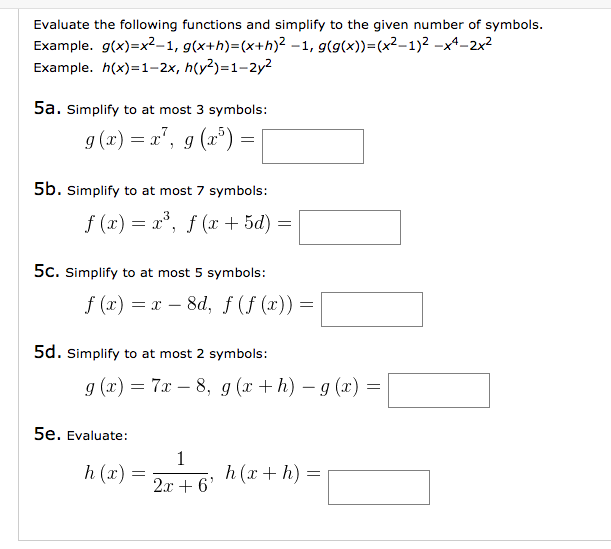 Solved Evaluate the following functions and simplify to the | Chegg.com