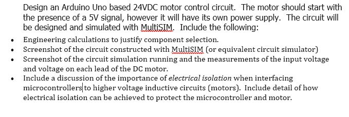 Solved Design an Arduino Uno based 24VDC motor control | Chegg.com
