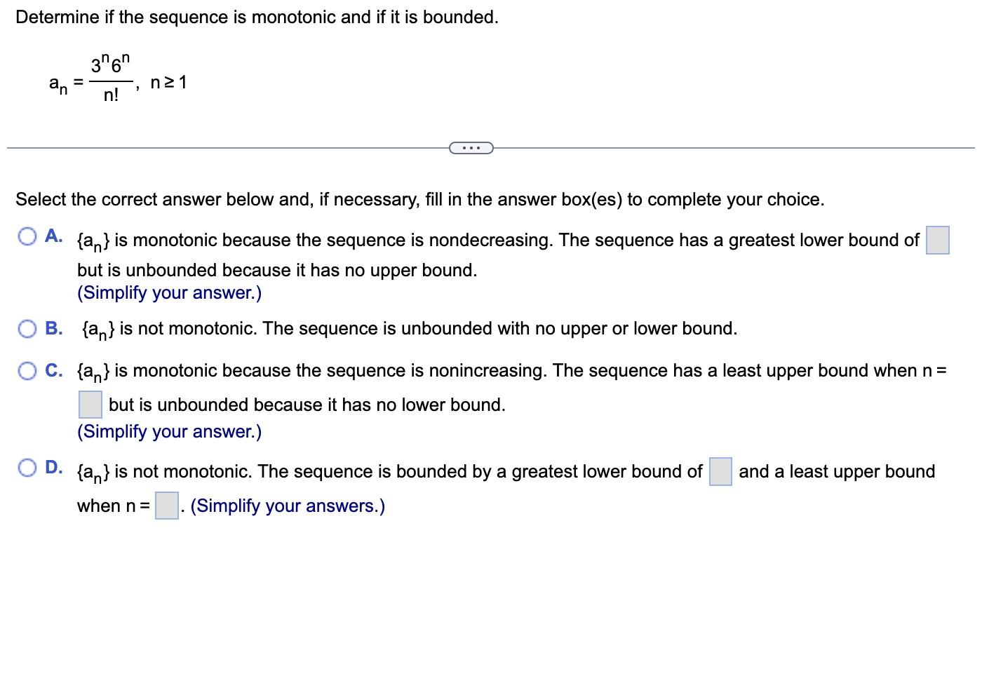 Solved Determine if the sequence is monotonic and if it is | Chegg.com