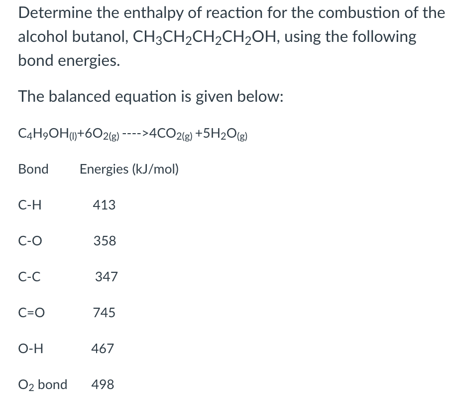 Solved Determine the enthalpy of reaction for the combustion | Chegg.com