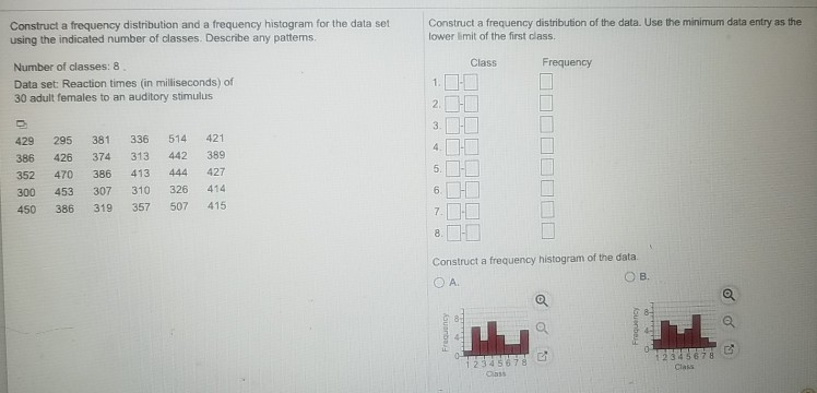 Solved Construct a frequency distribution and a frequency | Chegg.com