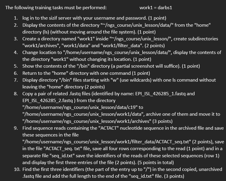 Solved he following training tasks must be performed: work1 | Chegg.com