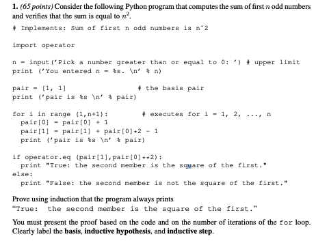 Solved You must present the proof based on the code and on | Chegg.com