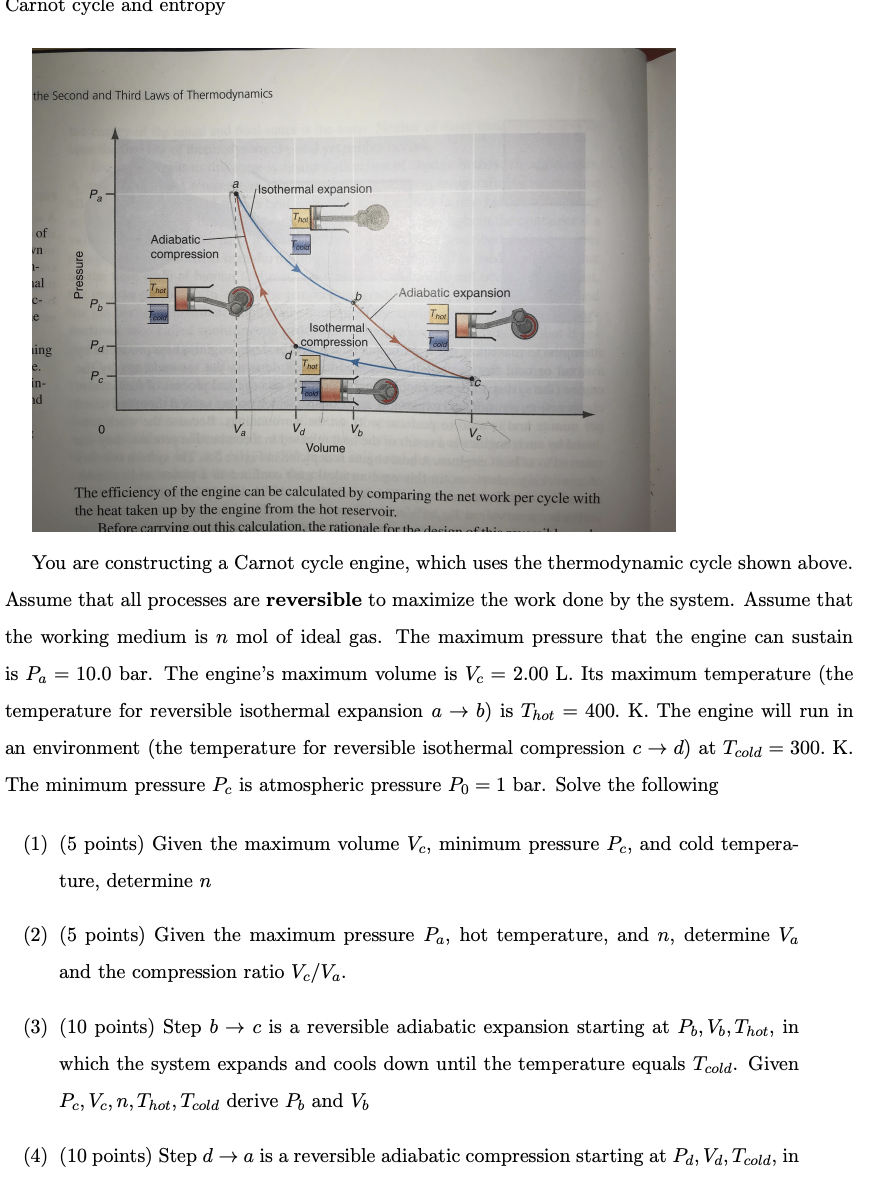 Solved Carnot cycle and entropy the Second and Third Laws of | Chegg.com