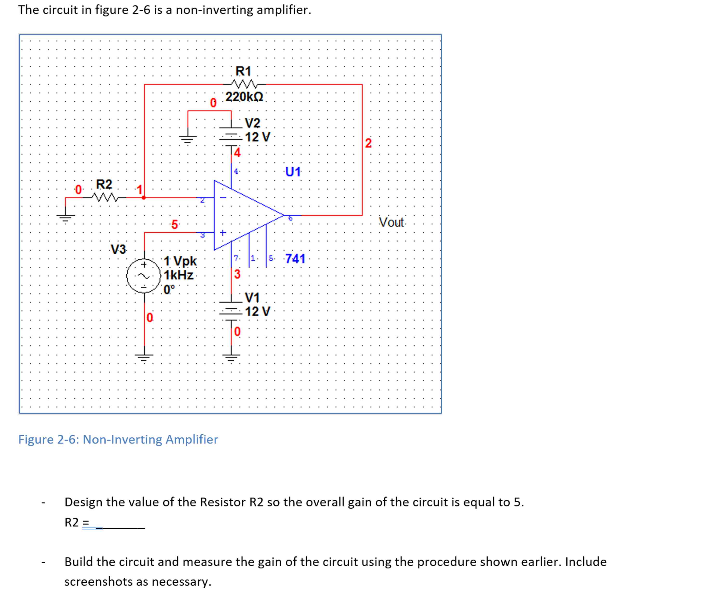 Solved The circuit in figure 2-6 ﻿is a non-inverting | Chegg.com