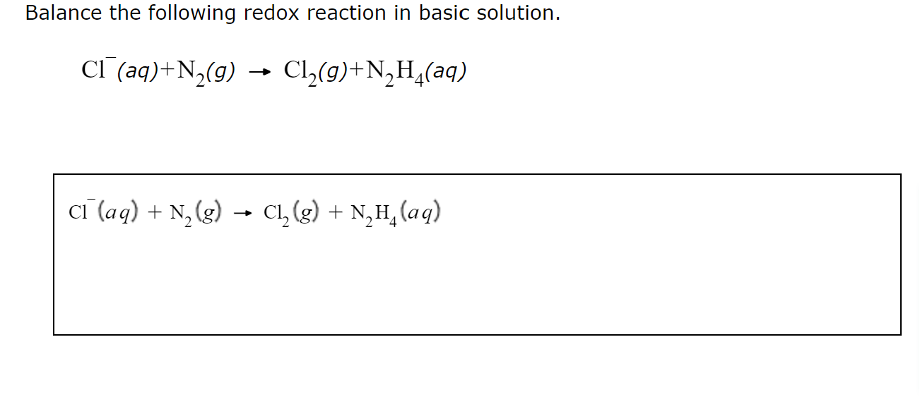Solved Balance the following redox reaction in basic | Chegg.com