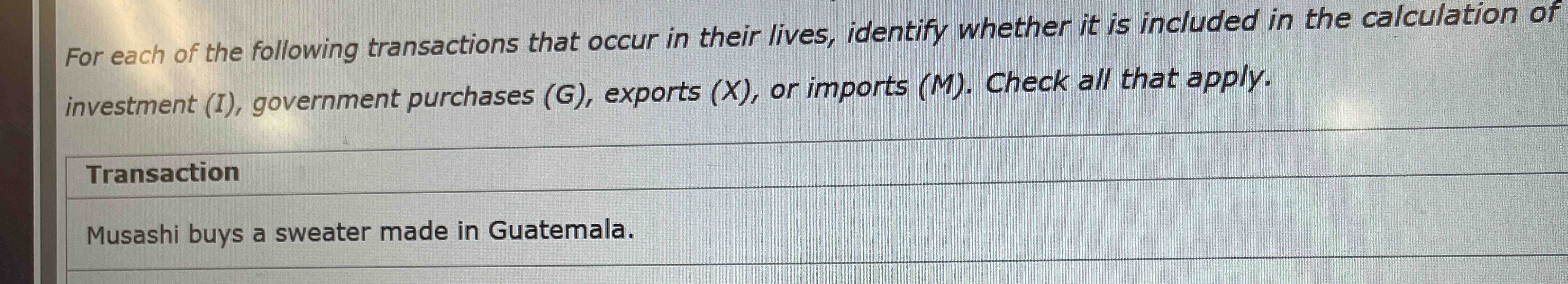 Solved For each of the following transactions that occur in | Chegg.com