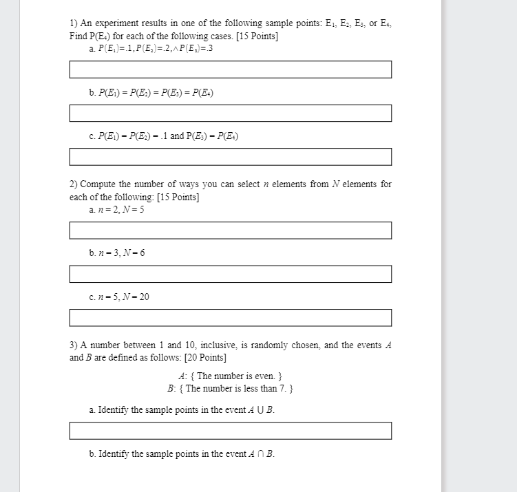 Solved 1) An experiment results in one of the following | Chegg.com